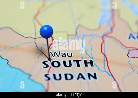 Wau pinned on a map of South Sudan Stock Photo - Alamy