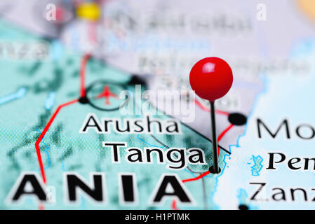 Tanga , Tanzania pin on map Stock Photo - Alamy