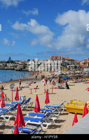 Cascais beach umbrellas Portugal Stock Photo - Alamy