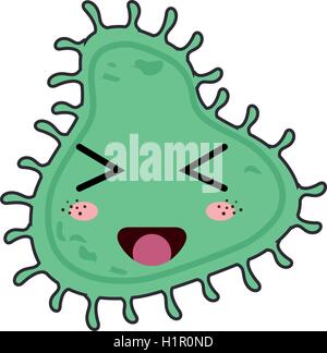 bacteria kawaii cartoon Stock Vector Art & Illustration, Vector Image ...