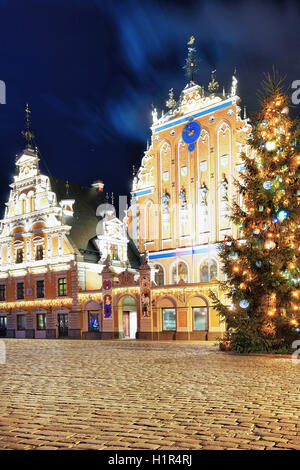 House of Blackheads and the Christmas tree near it during the Christmas ...