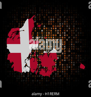 Denmark map flag on hex code illustration Stock Photo - Alamy