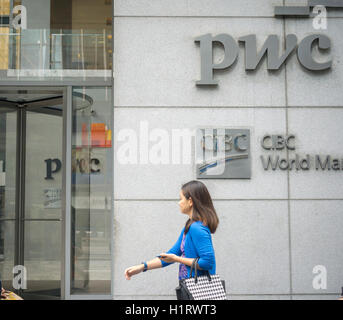 The New York offices of PricewaterhouseCoopers (PWC), the multinational ...
