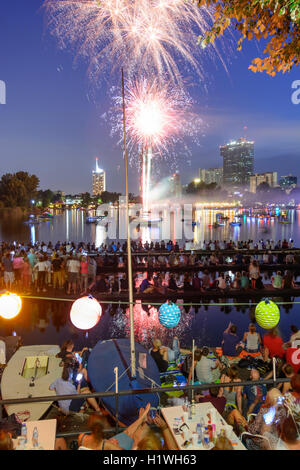 Wien, Vienna, Old Danube, fireworks for the festival "On the Beautiful ...