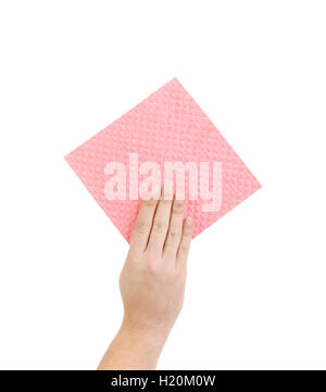 Hand holds pink cleaning sponge Stock Photo - Alamy