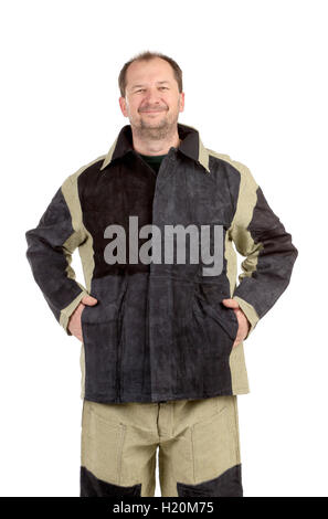 Confident welder with arms on waist Stock Photo - Alamy