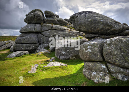 Granite boulders at Smallacombe Rocks on Dartmoor Stock Photo - Alamy