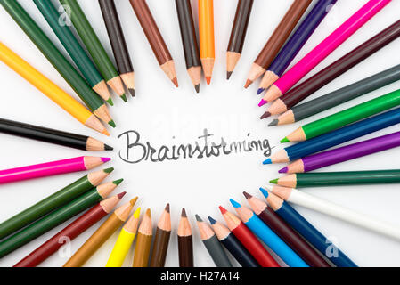 Colouring pencils in circle arrangement with message WEBINAR, education ...