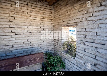 Bus stop built with mud / adobe bricks in northern Cyprus Stock Photo ...