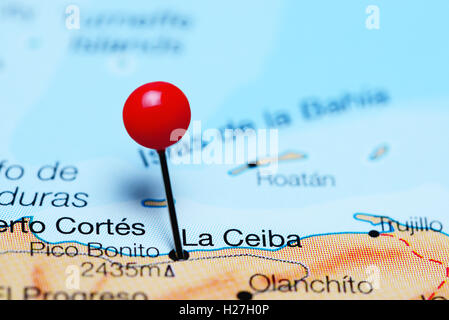 La Ceiba, Honduras pin on map Stock Photo - Alamy