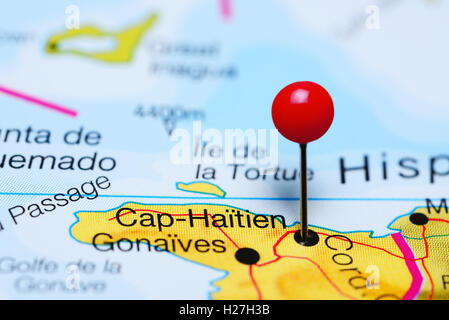 Cap-Haitien pinned on a map of America Stock Photo - Alamy