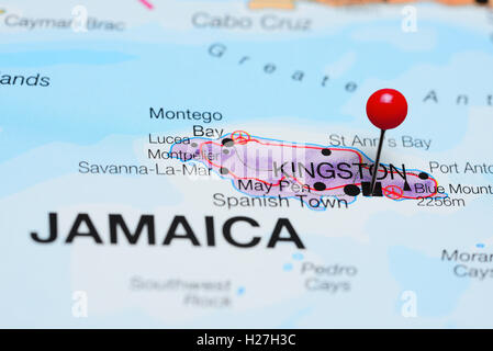 Kingston, Jamaica pin on map Stock Photo - Alamy