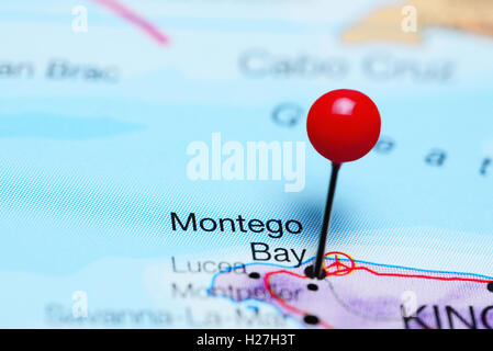 Montego Bay, Jamaica pin on map Stock Photo - Alamy