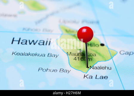 Naalehu pinned on a map of Hawaii Stock Photo - Alamy