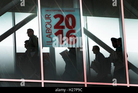 Delegates arrive at the annual Labour Party conference in Liverpool ...