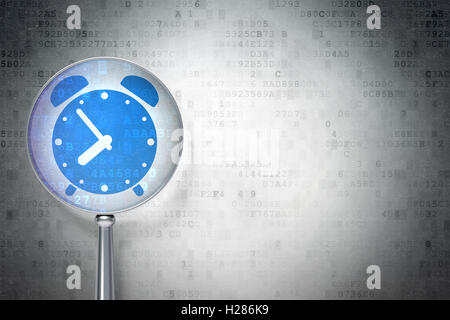Timeline concept: Alarm Clock with optical glass Stock Photo - Alamy