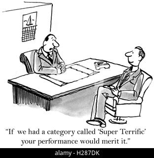 Business cartoon about an outstanding performance review Stock Photo ...