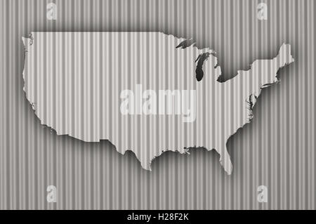 Map of the USA on corrugated iron Stock Photo - Alamy