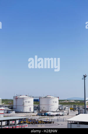 Aviation fuel storage for aircraft at the airport Stock Photo - Alamy