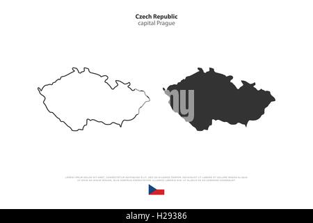 Czech Republic isolated maps and official flag icon. vector Czech ...