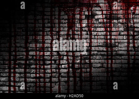 set 8. bloody brick wall in the dark for horror content and halloween ...