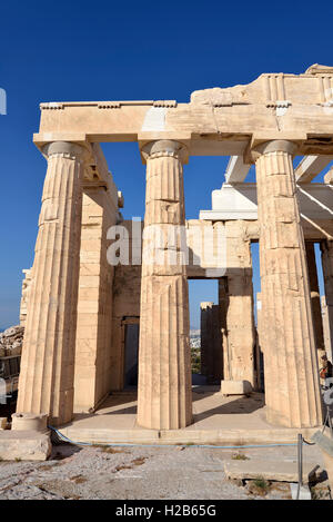 Acropolis of Athens, entrance gate pillars Stock Photo - Alamy