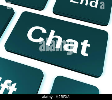 Chat Keyboard Shows Talking Typing Or Texting Stock Photo - Alamy