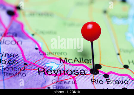 Reynosa pinned on a map of Mexico Stock Photo - Alamy
