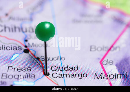 Ciudad Camargo, Mexico pin on map Stock Photo - Alamy