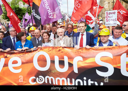 Gareth Stace (L) at a Tata steel protest in London calling on the ...
