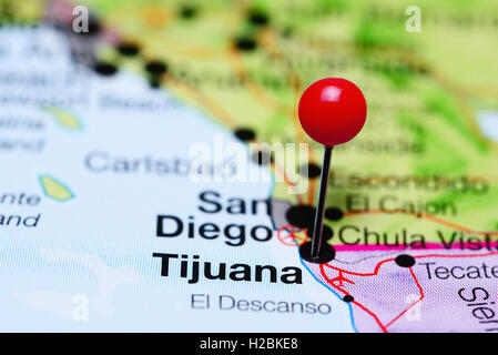 Tijuana, Mexico pin on map Stock Photo - Alamy
