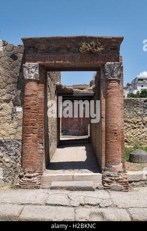 The remains of Herculaneum, a Roman port buried during the volcanic ...