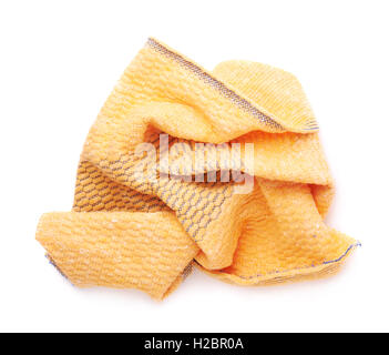 Crumpled yellow towel isolated over the white background Stock Photo ...
