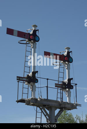 Railway semaphore signal, upper quadrant type. Starting signal at end ...