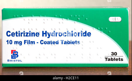 Stock photo of a box of Cetirizine Hydrochoride (antihistamine) tablets ...