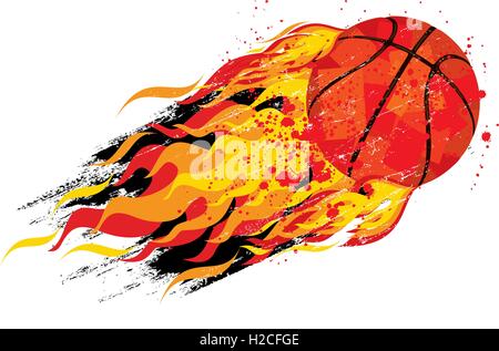 flaming basketball ball sport vector illustration design Stock Vector ...