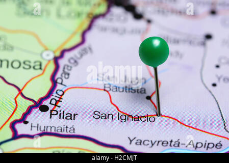 San Ignacio pinned on a map of Belize Stock Photo - Alamy