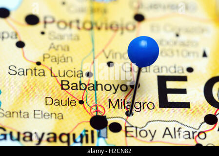 Milagro, Ecuador pin on map Stock Photo - Alamy