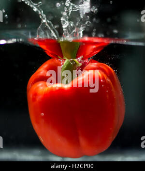 bell pepper in water with splash Stock Photo - Alamy