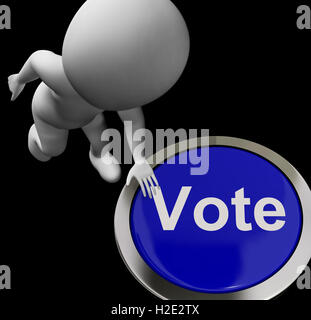 Vote Button Shows Options Voting Or Choice Stock Photo - Alamy