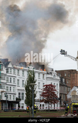 The Royal Clarence Hotel catches fire following an earlier fire in the ...