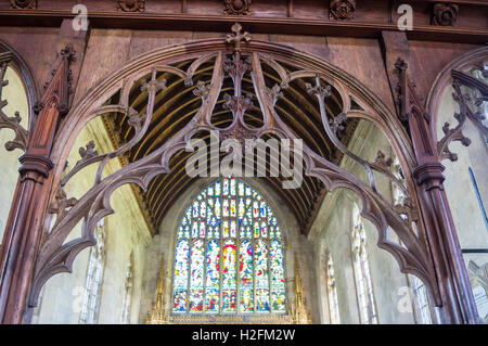 Wooden mediaeval rood screen, Church of St. Michael, North Hill ...