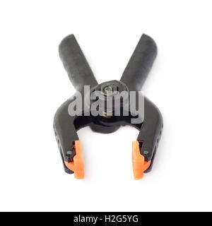 Clamp with orange plastic jaws, isolated over the white background ...
