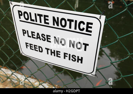 Do not feed fish sign Stock Photo - Alamy
