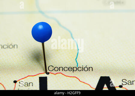 Concepcion pinned on a map of Bolivia Stock Photo - Alamy