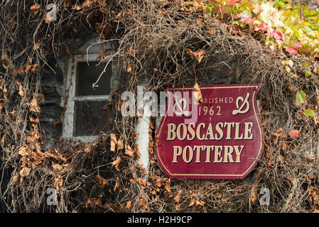 Boscastle Pottery Sign in Cornwall Stock Photo - Alamy