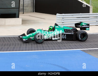 Martin Stretton driving a Tyrrell 012 in the rain, during the Sir ...