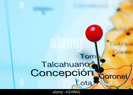 Concepcion, Chile pin on map Stock Photo - Alamy
