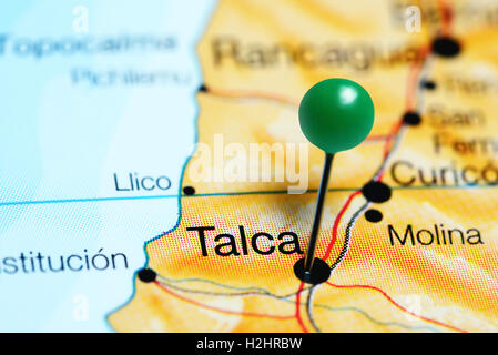 Talca pinned on a map of Chile Stock Photo - Alamy