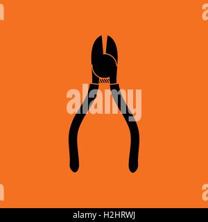 Side cutters icon. Orange background with black. Vector illustration ...
